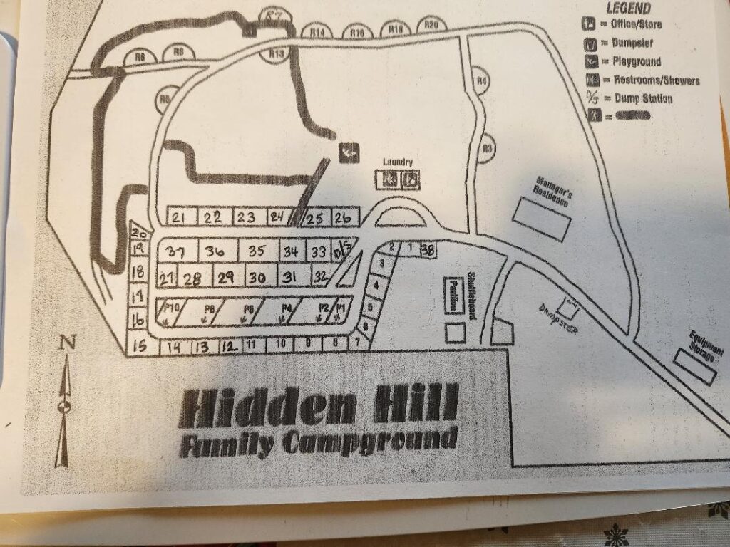 Campsite map | Hidden Hill Family Campground