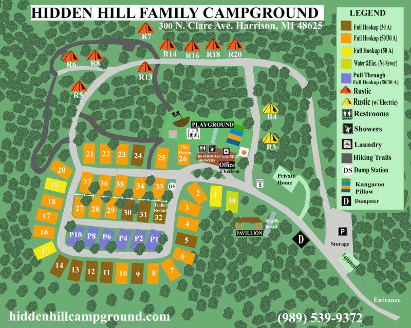 Campsite map | Hidden Hill Family Campground